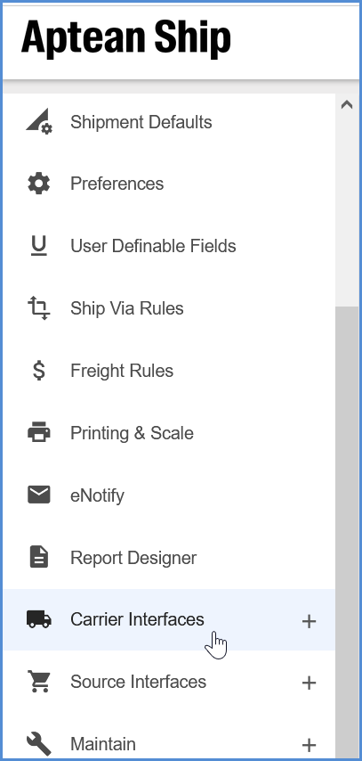 ApteanShip - M2M Carrier Setup