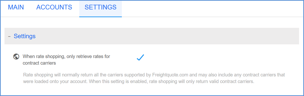 ApteanShip - Freightquote.com Settings