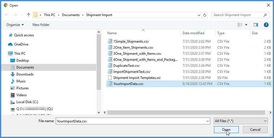 ApteanShip - Import Template Setup