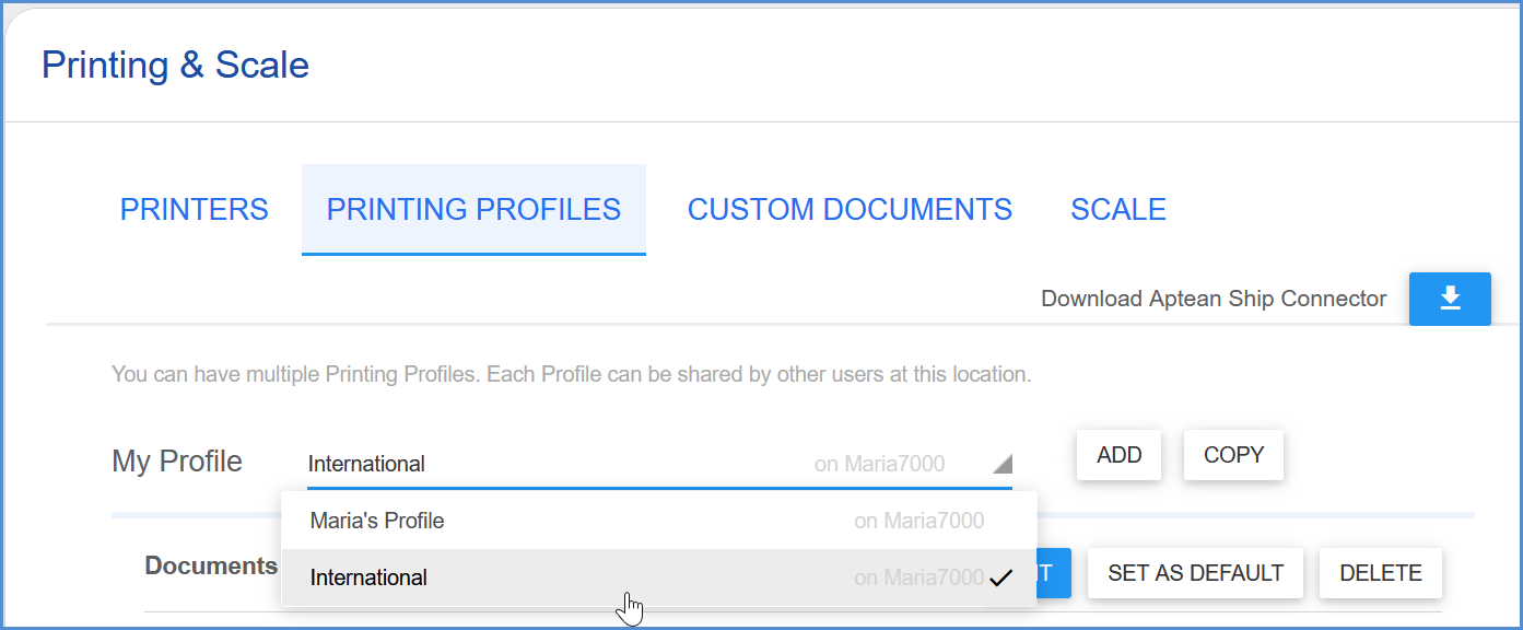 ApteanShip - UPS International Documents Setup
