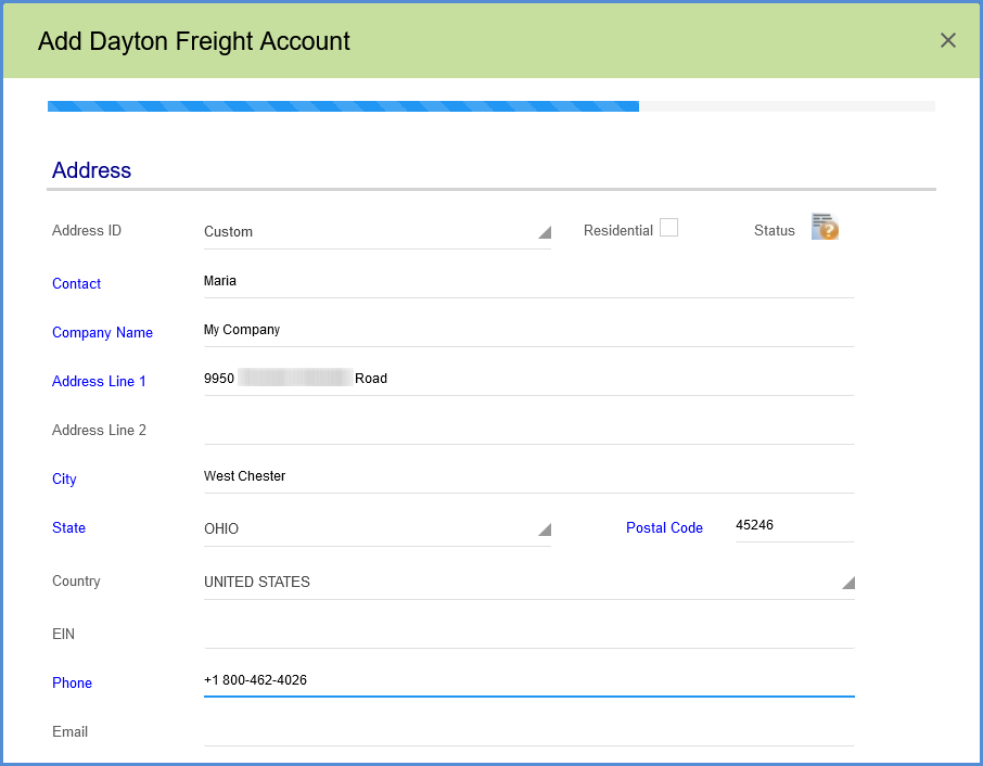 ApteanShip - Dayton Freight Setup