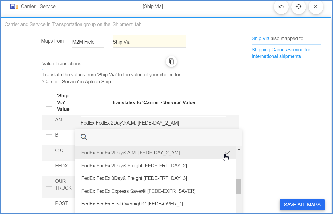 ApteanShip - Mapping M2M Fields