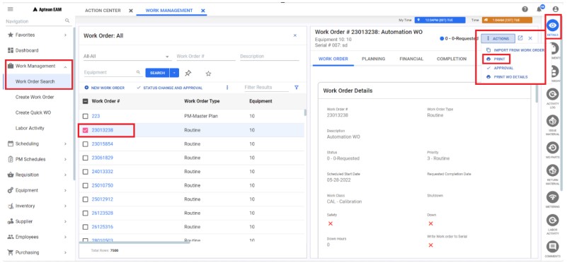 EAM - Work Order Print Trouble Shooting