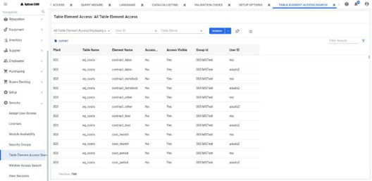 EAM - Table Element Access Search
