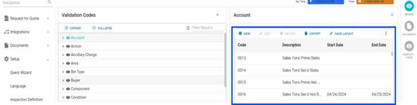 EAM - Validation Codes